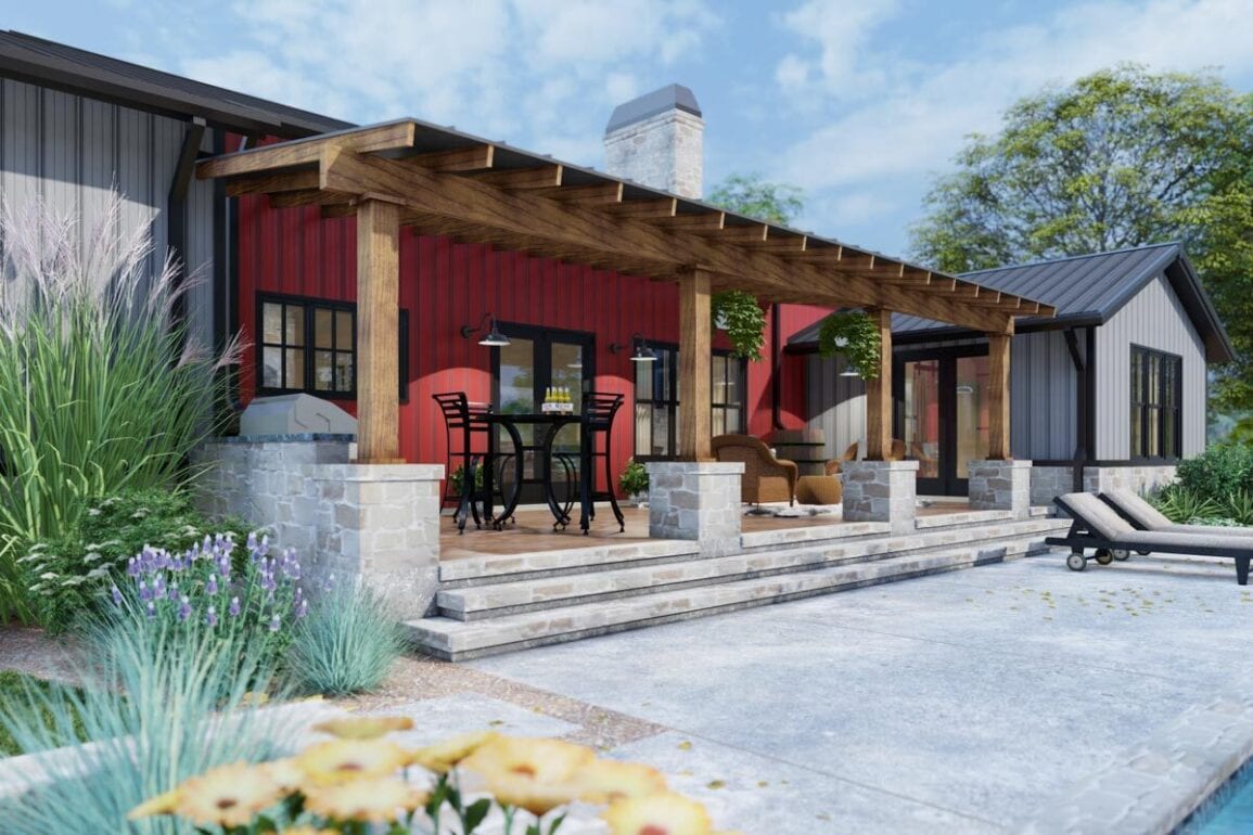 Bolt-Up Steel Frame Farmhouse Plan 16922WB | MetalBuildingHomes.org