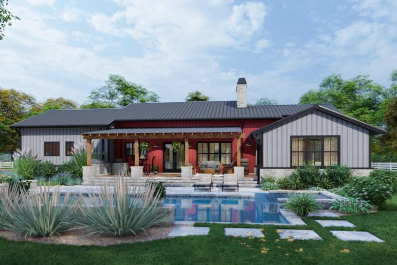 Bolt-Up Steel Frame Farmhouse Plan 16922WB | MetalBuildingHomes.org